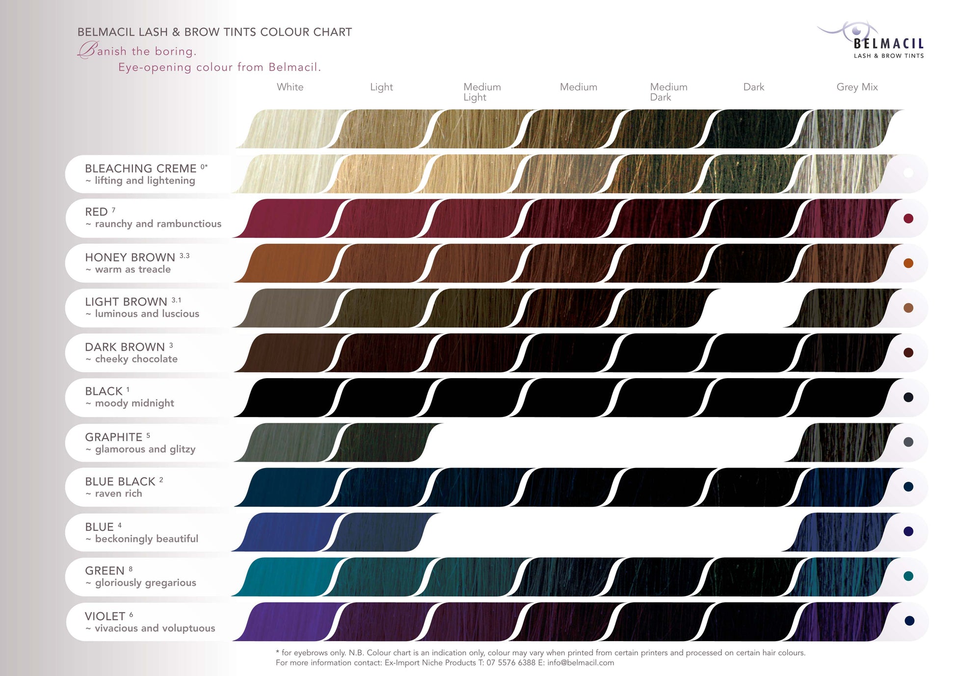Belmacil Color Chart – Elleebana Lashes